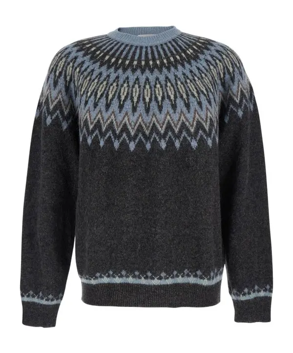 ROBERTO COLLINA Jacquard Crew Neck Knitted Sweater - Multi-color