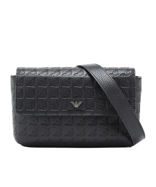 Emporio Armani Embossed Messenger Bag - Black