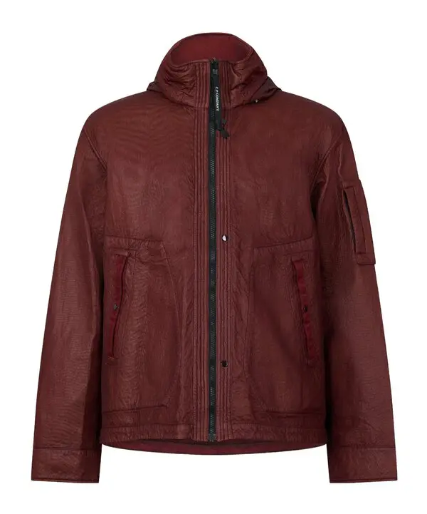 C.P. COMPANY Leathereffect Hooded Jacket - Red