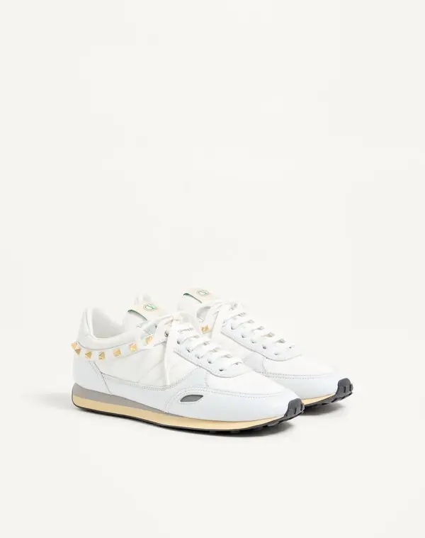 Valentino Garavani Stud Up Trainer In Leather And Nylon
