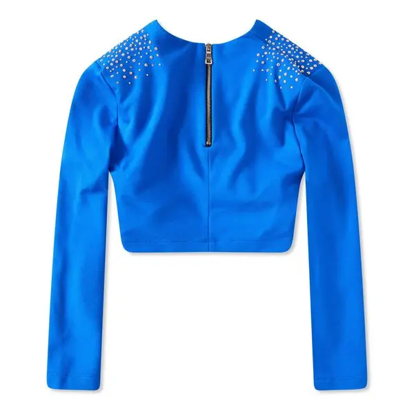 Balmain Embellished Cropped Long Sleeve Top