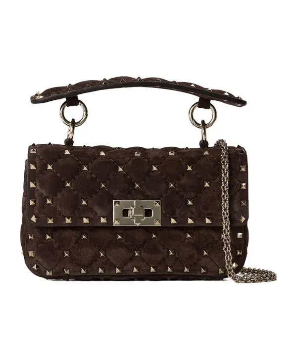 Valentino Garavani Suede Quilted Handbag With Studs - Black
