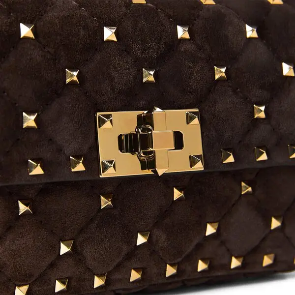 Valentino Garavani Suede Quilted Handbag With Studs