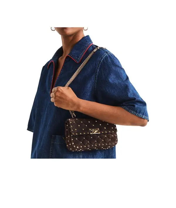 Valentino Garavani Suede Quilted Handbag With Studs