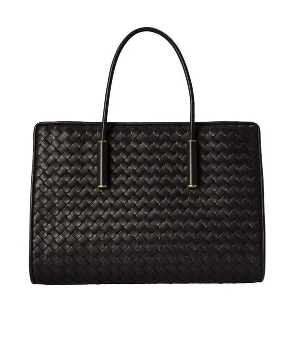 Bottega Veneta Woven Leather Tote Handbag - Black