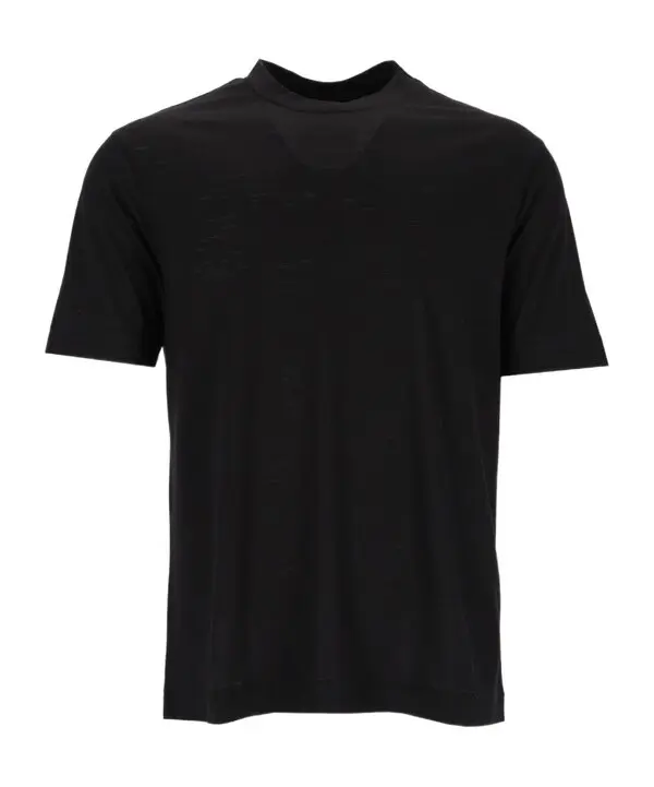 Emporio Armani T-shirt In Wool Slub Jersey - Black
