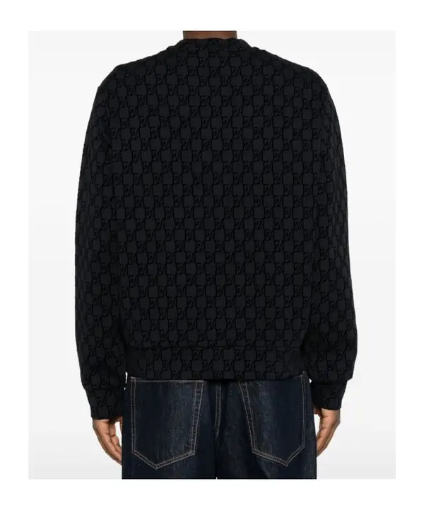 Emporio Armani Monogram-pattern Long-sleeve Sweater