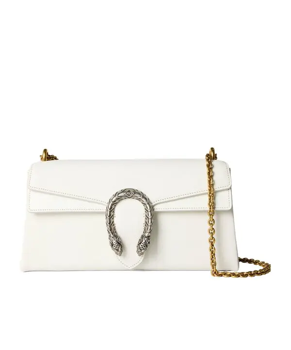 Gucci Smooth Leather Flap Crossbody Bag - White