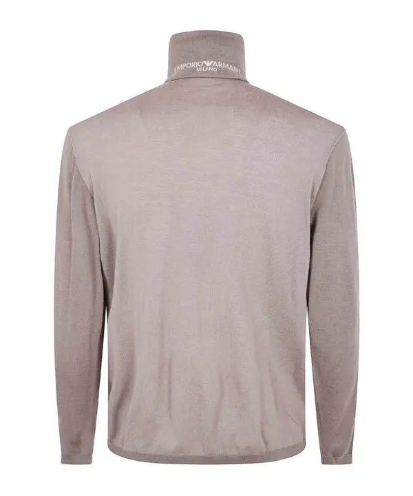Emporio Armani Two-tone Plain-knit Partial-zip Jumper