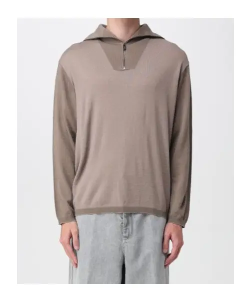 Emporio Armani Two-tone Plain-knit Partial-zip Jumper