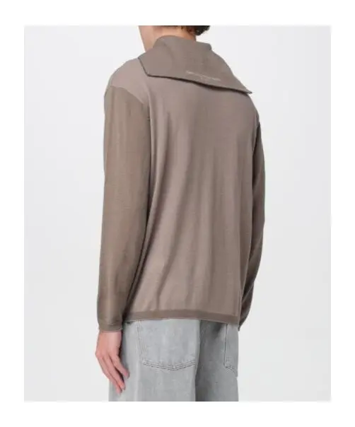 Emporio Armani Two-tone Plain-knit Partial-zip Jumper