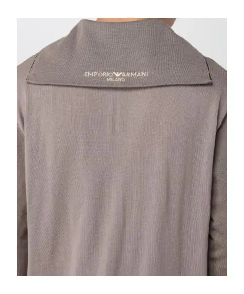 Emporio Armani Two-tone Plain-knit Partial-zip Jumper