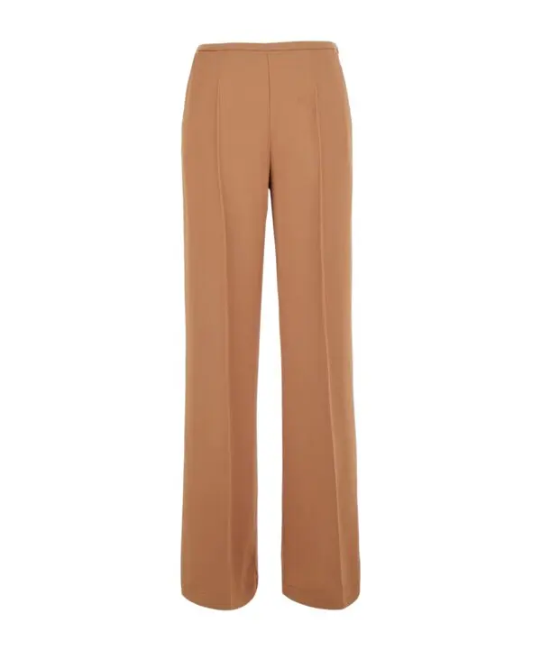 FORTE_FORTE Elasticated Waist Straight Leg Trousers - Brown