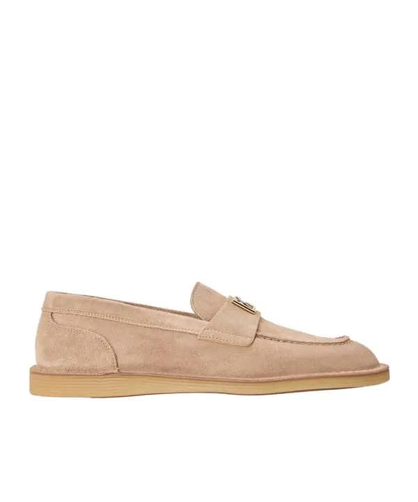 Dolce & Gabbana Light Beige Suede Loafers - Nude