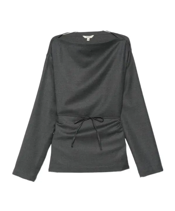 Barena Venezia Draped Neck Tiewaist Longsleeve Top - Dark Gray