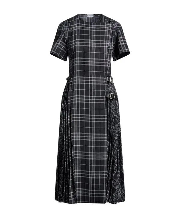 Burberry Plaid Ruched Dress - Black