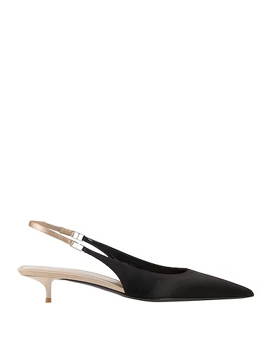 Saint Laurent Two-tone Satin Slingback High Heels - Black