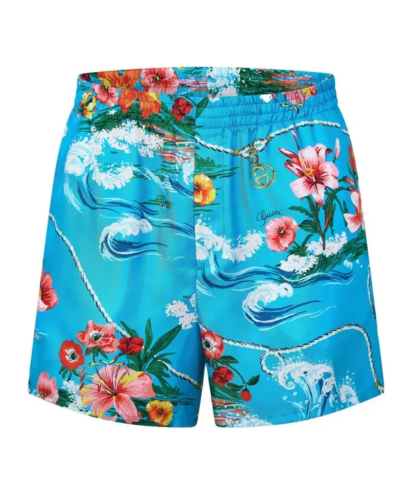 Gucci Floral Wave Printed Shorts - Blue