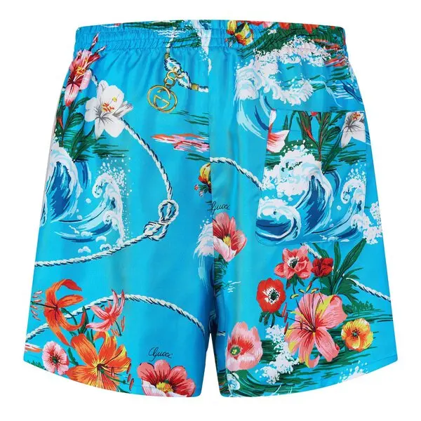 Gucci Floral Wave Printed Shorts - Blue