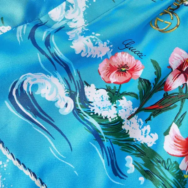 Gucci Floral Wave Printed Shorts - Blue