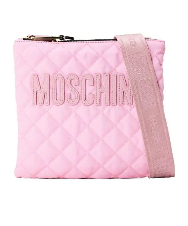 Moschino Quilted Logo Pouch With Chain Strap - Pink