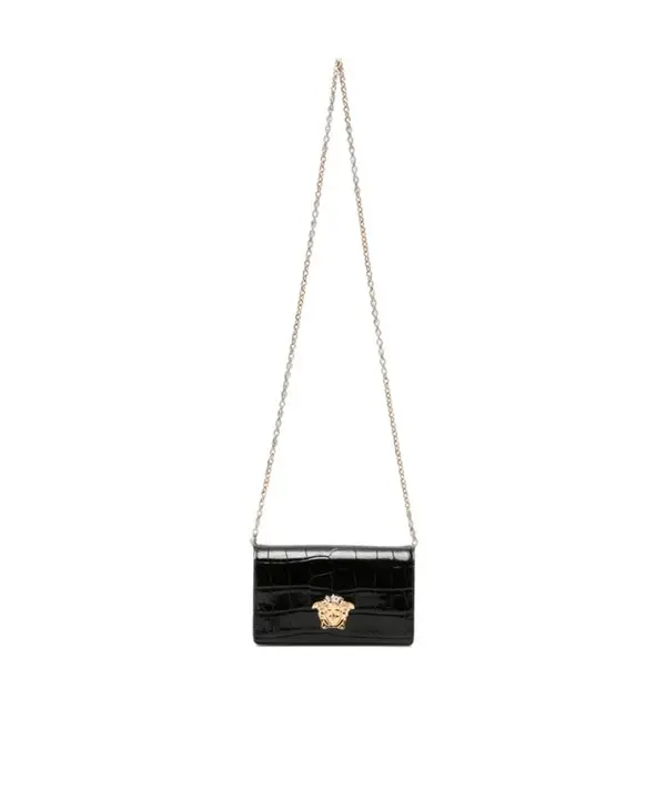 Versace Medusa '95 Croc-effect Shoulder Bag - Black