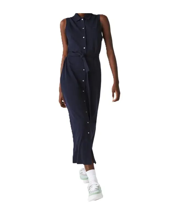 Lacoste Sleeveless Belted Shirtdress - Black