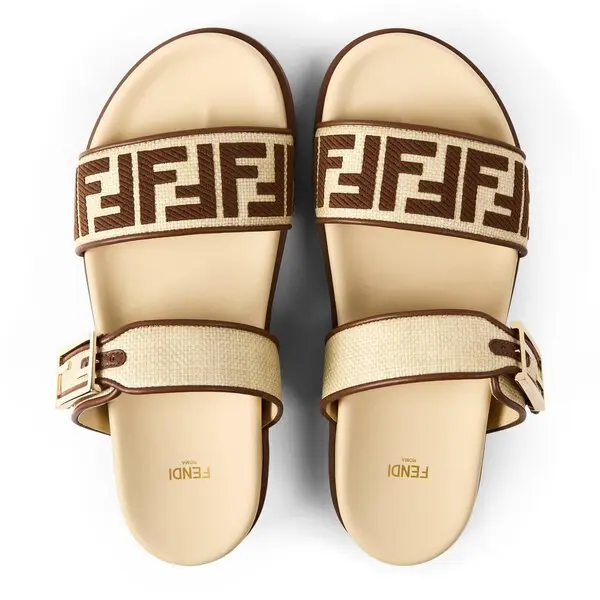 Fendi Flat Sandals With Ff Branding