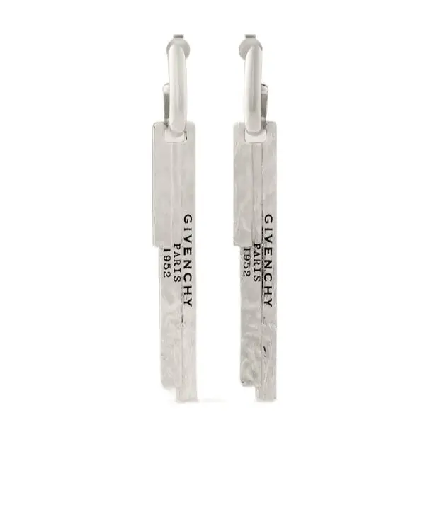 Givenchy Tape Earrings In Metal And Enamel - Silver