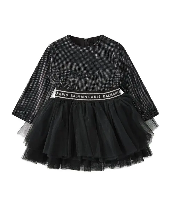 Balmain Long Sleeve Crewneck Dress