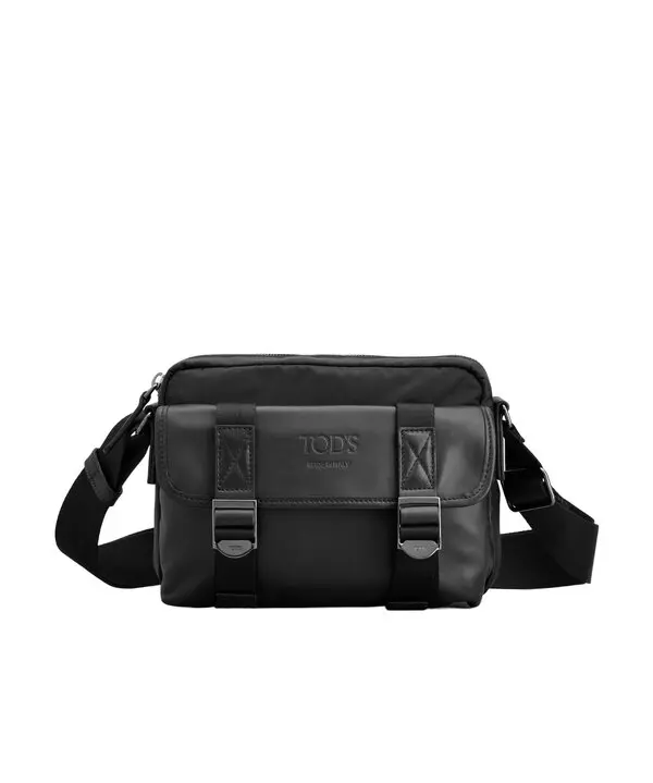 TOD'S Logo Embossed Mini Messenger Bag - Black