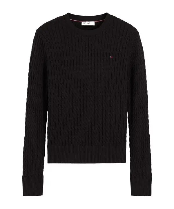 Tommy Hilfiger Cableknit Crewneck Sweater - Black