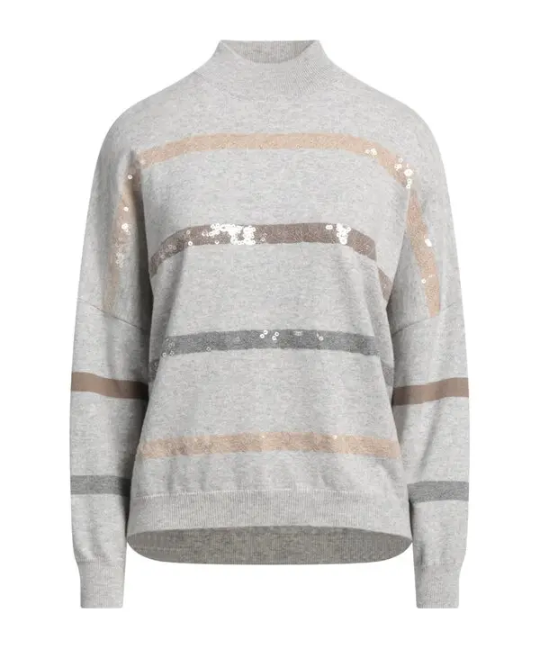 Brunello Cucinelli Striped Sequined Turtleneck