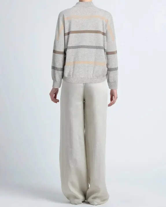 Brunello Cucinelli Striped Sequined Turtleneck