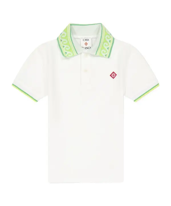 Casablanca Logo Short Sleeve Polo Shirt - White