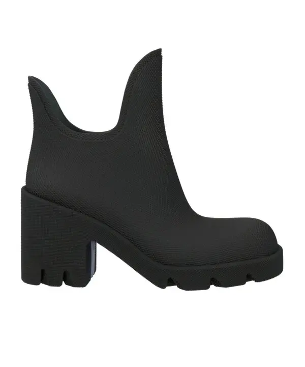 Burberry Solid Color Waterproof Ankle Boots - Black