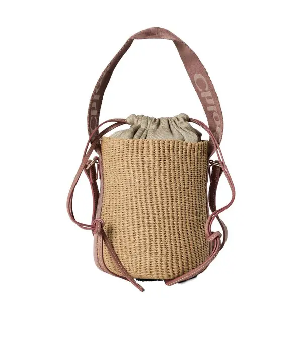 Chloé Woven Tote Bag With Drawstring Closure - Nude