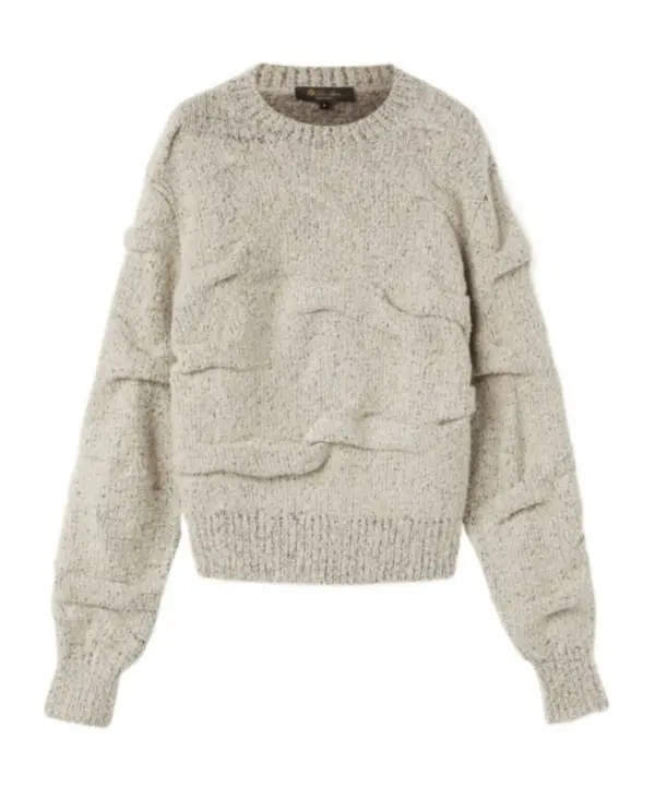 Loro Piana Crewneck Knit Sweater With Textured Detailing - Nude