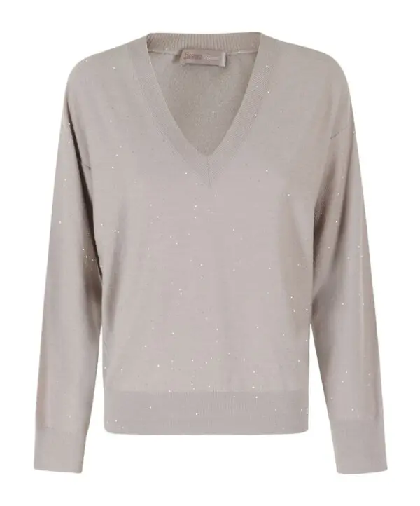 Herno V-neck Long-sleeve Sweater - Gray