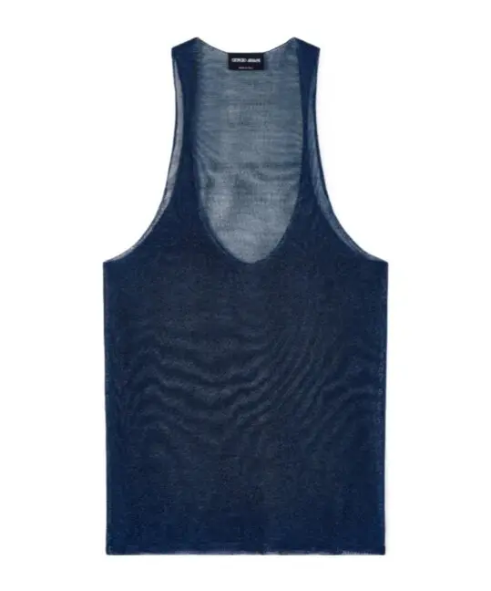 Giorgio Armani Viscose Lurex Top - Blue