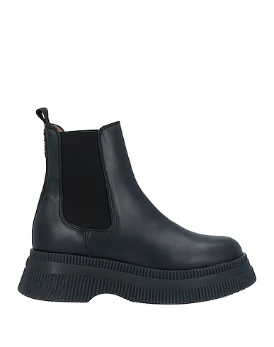 GANNI Leather Platform Boots - Black