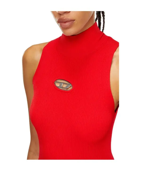 DIESEL® Ribbed Mini Dress With Logo Detail