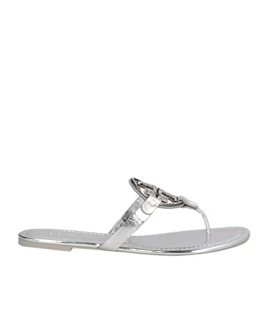 Tory Burch Metallic Embellished Flip Flops - Gray