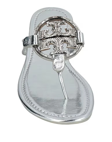 Tory Burch Metallic Embellished Flip Flops - Gray