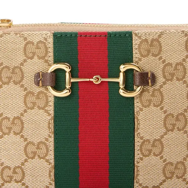 Gucci Monogrammed Printed Clutch With Horsebit Detail