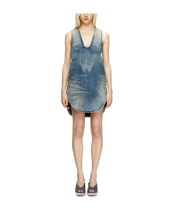 DIESEL® Sleeveless V-neck Denim Dress - Nude