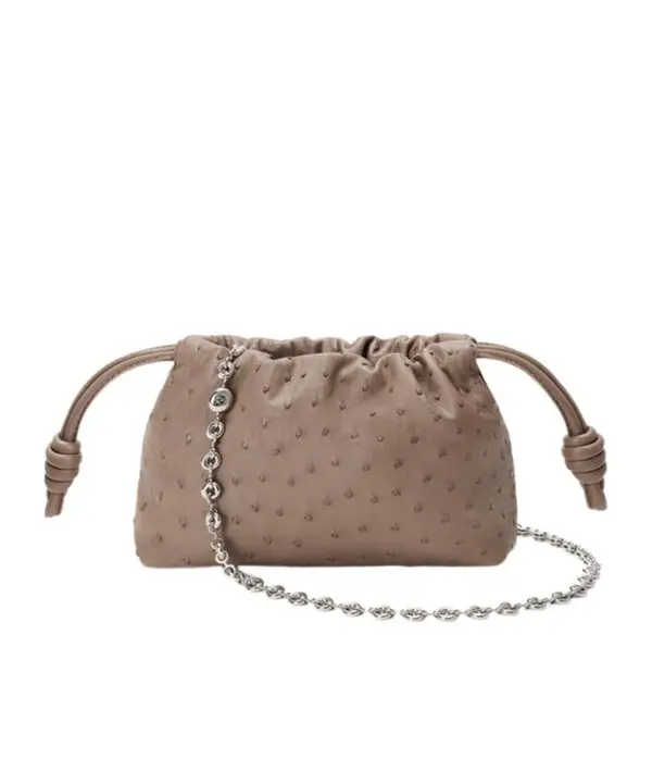 Loewe Mini Flamenco Ostrich Purse - Brown