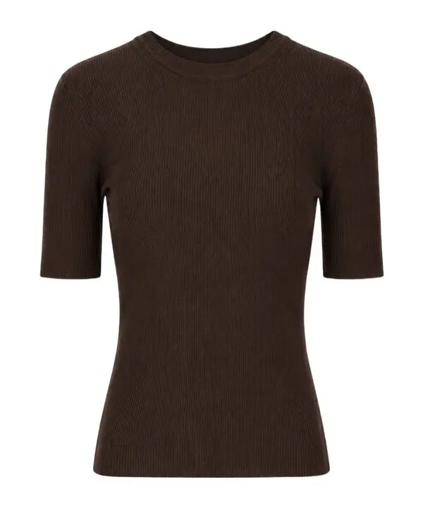 P.a.r.o.s.h Short Sleeve Ribbed Knitted Top - Black