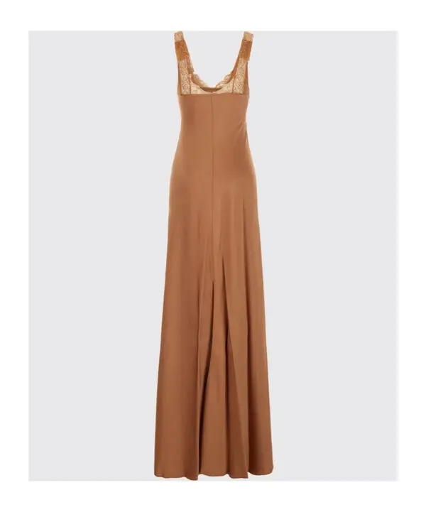 FORTE_FORTE Satin Maxi Dress With Lace Trim