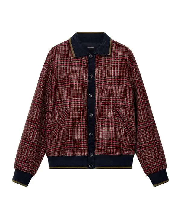 Emporio Armani Checked Bomber Jacket - Black